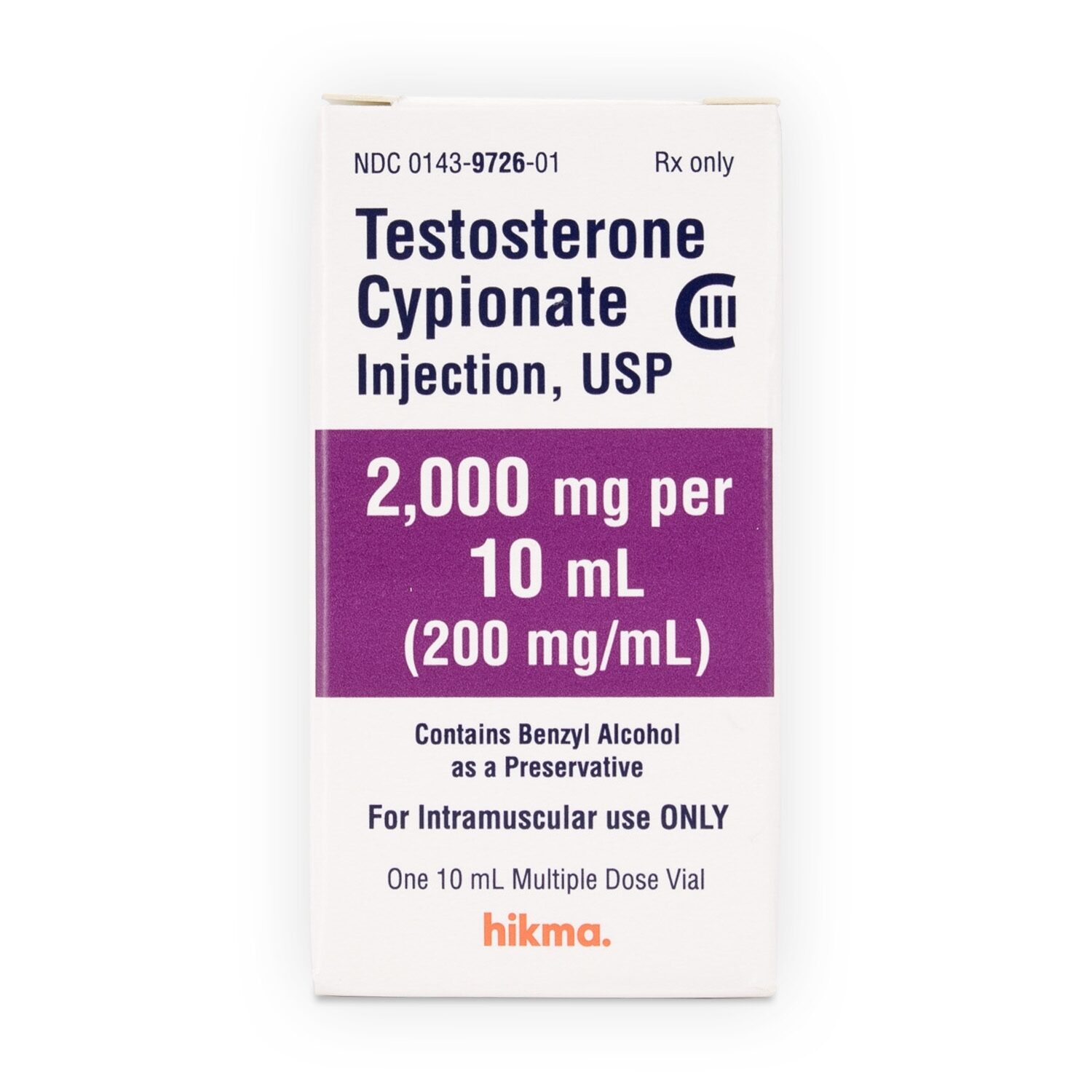 Testosterone Cypionate, 200mg/mL, MDV, 10mL Vial | McGuff