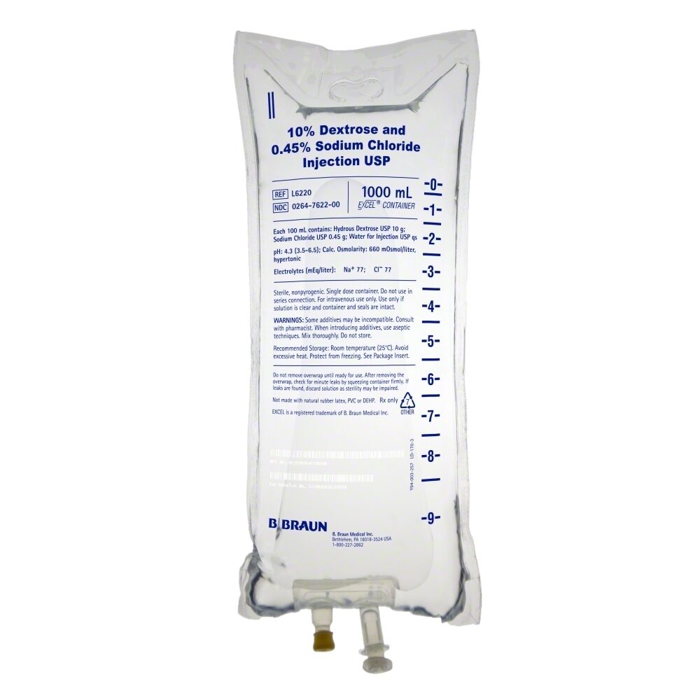 Dextrose and Sodium Chloride IV Solution Injection, 1000 mL Excel® Bag, Latex/PVC/DEPH-free, 12 ...