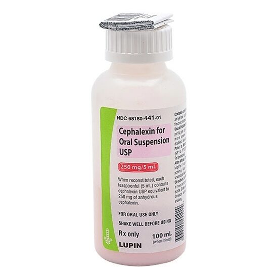 Cephalexin, 250mg/5mL, Suspension, 100mL Bottle | McGuff