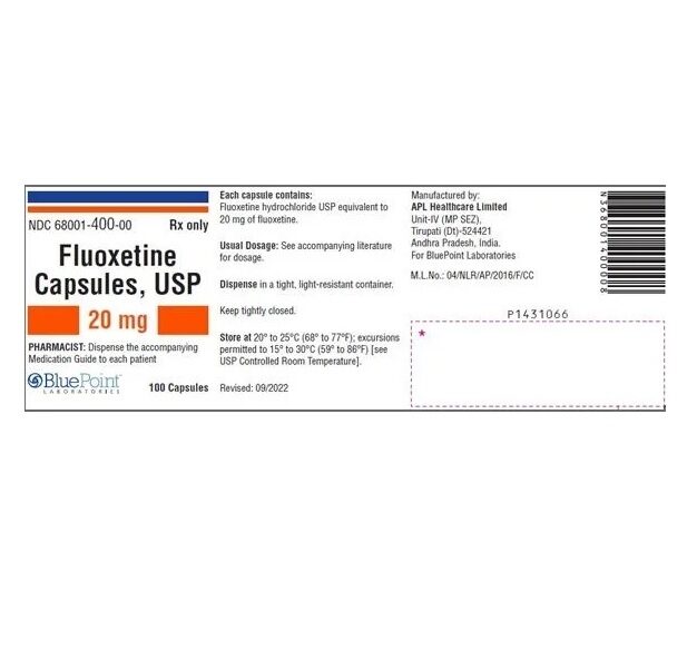 Fluoxetine HCl, 20mg, 100 Capsules/Bottle | McGuff