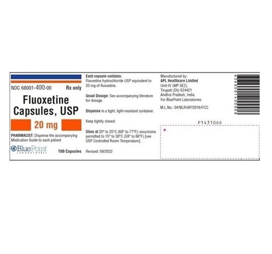 Fluoxetine Hcl 20mg 100 Capsulesbottle Mcguff 0568