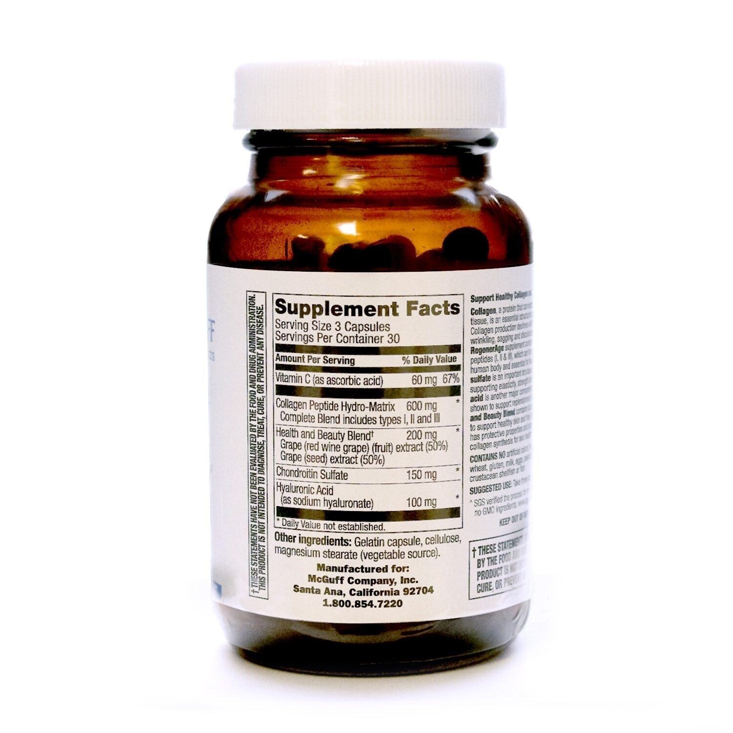 RegenerAge Collagen Complete, 90 Capsules/Bottle | McGuff