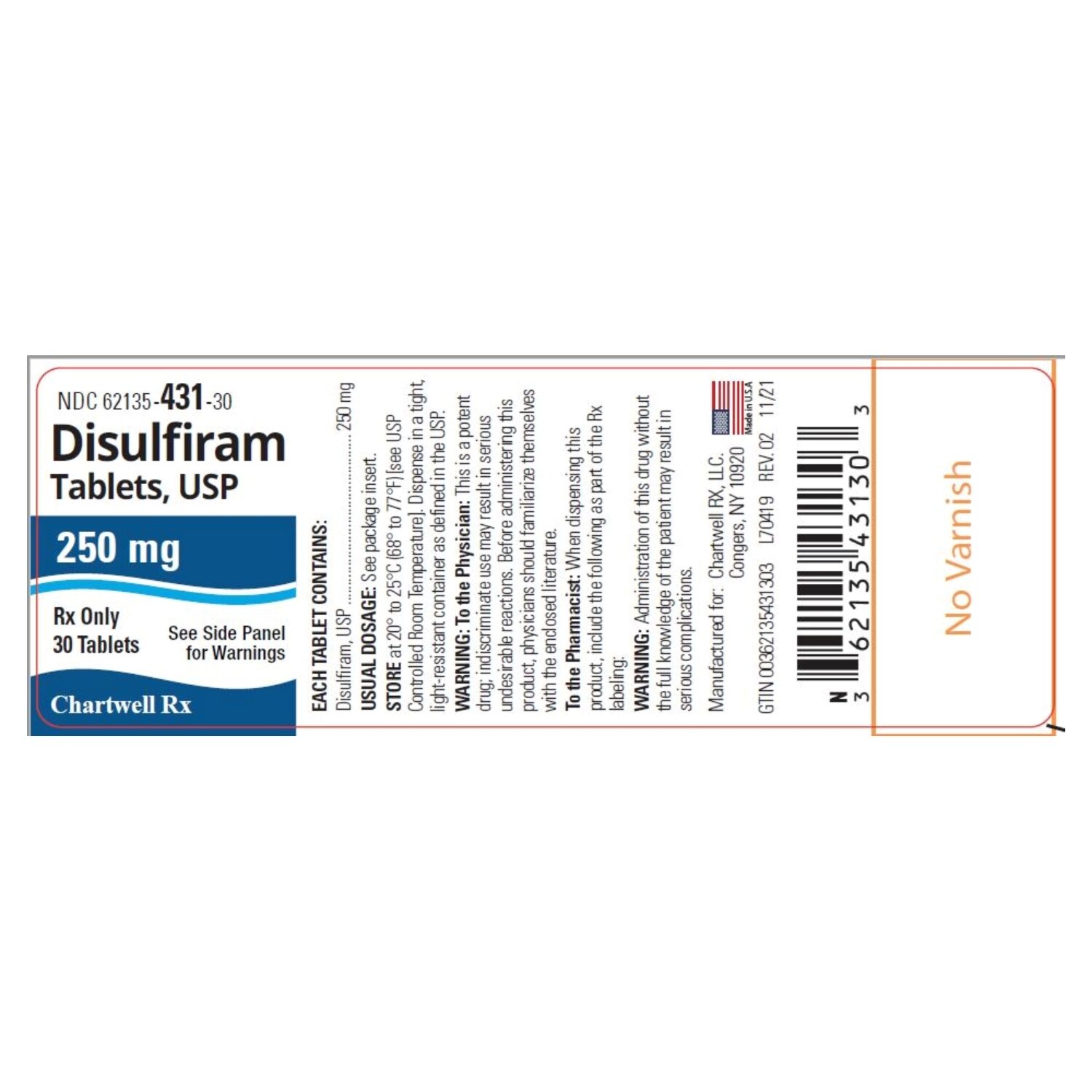 DISULFIRAM 250 MG TAB 30 | McGuff