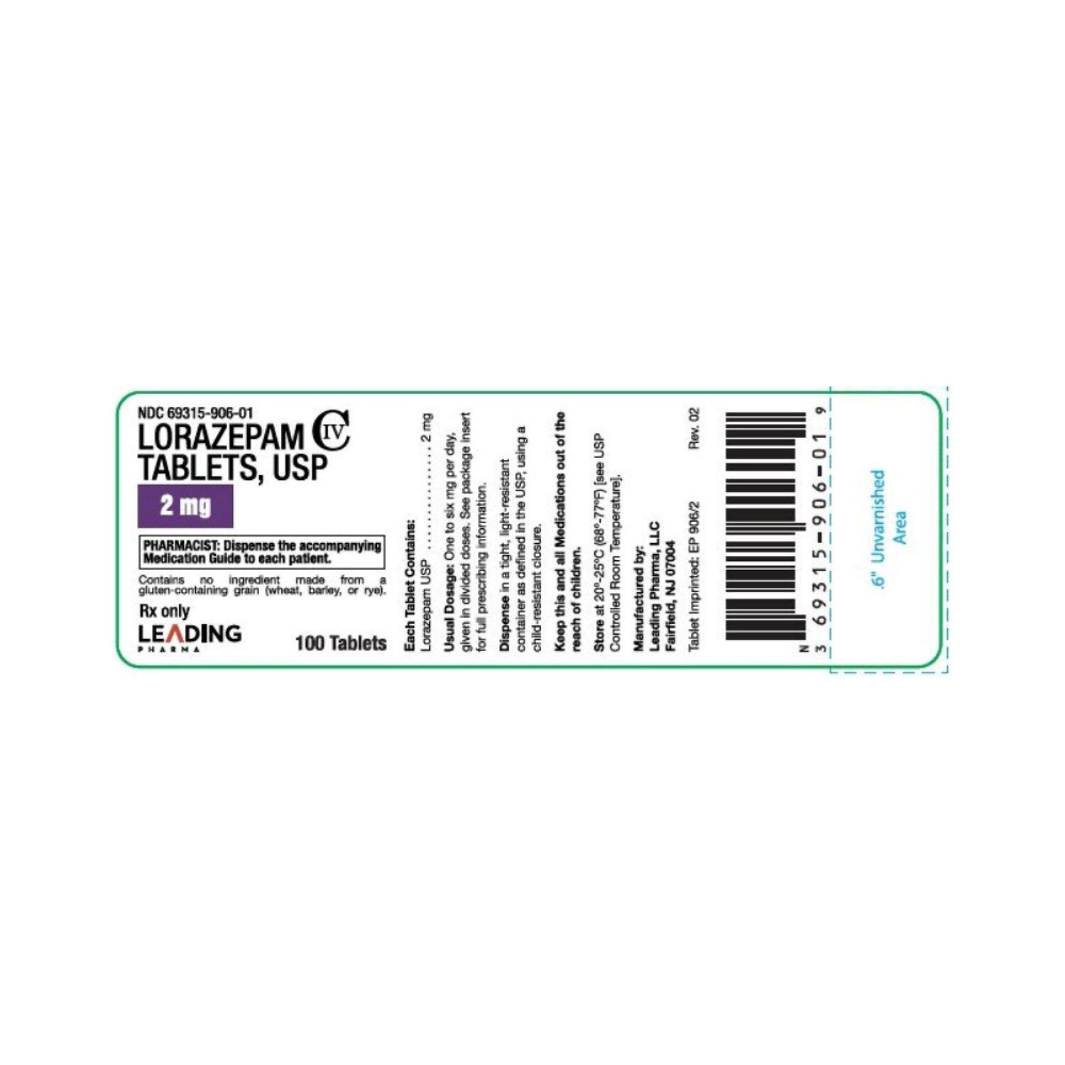 Lorazepam [C-IV], 2mg, 100 Tablets/Bottle | McGuff