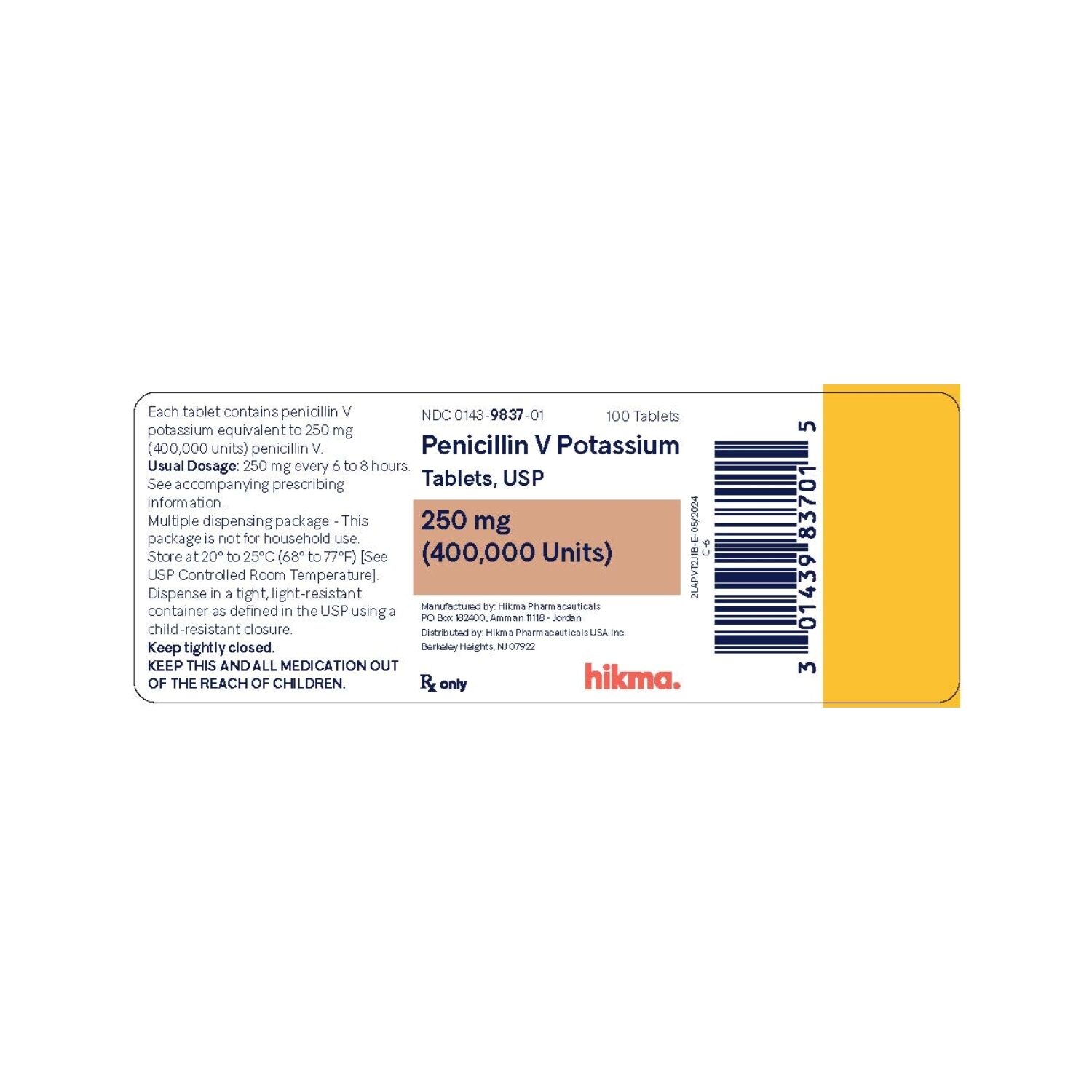 Penicillin V Potassium, 250mg, 100 Tablets/Bottle | McGuff
