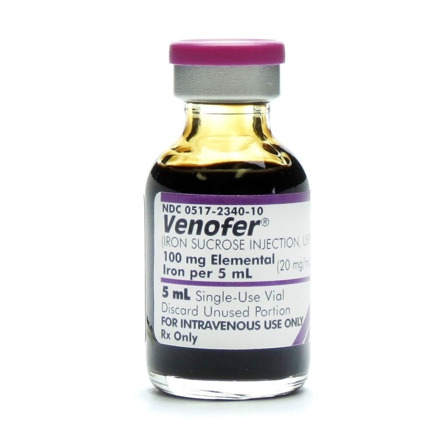 Venofer® Iron Sucrose Injection 20 mg/mL, Single Dose Vial 5 mL | McGuff