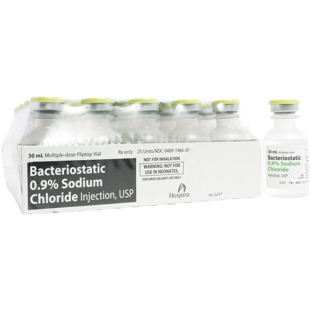 Bacteriostatic 0.9% Sodium Chloride Injection 9 mg/mL, Multiple Dose ...
